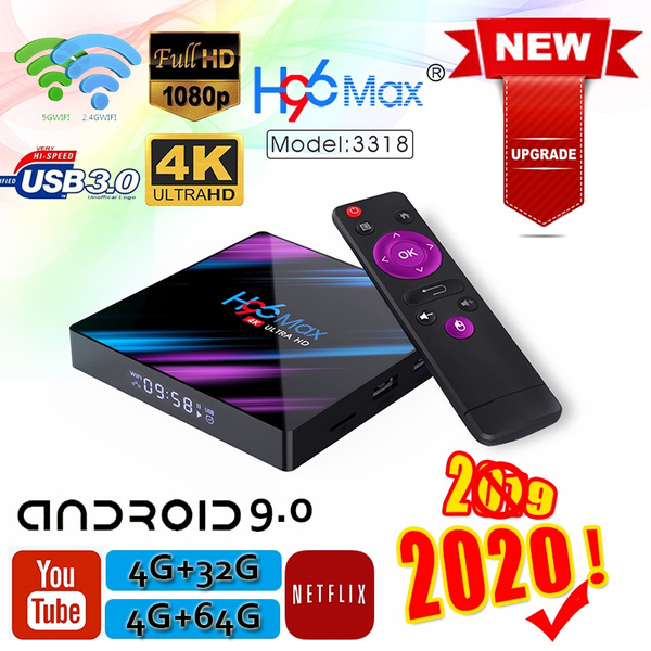 4K 9.0 HD TV Box, Quad-core 2.4G+5G WiFi/4K/3D Smart TV Box Streaming ...