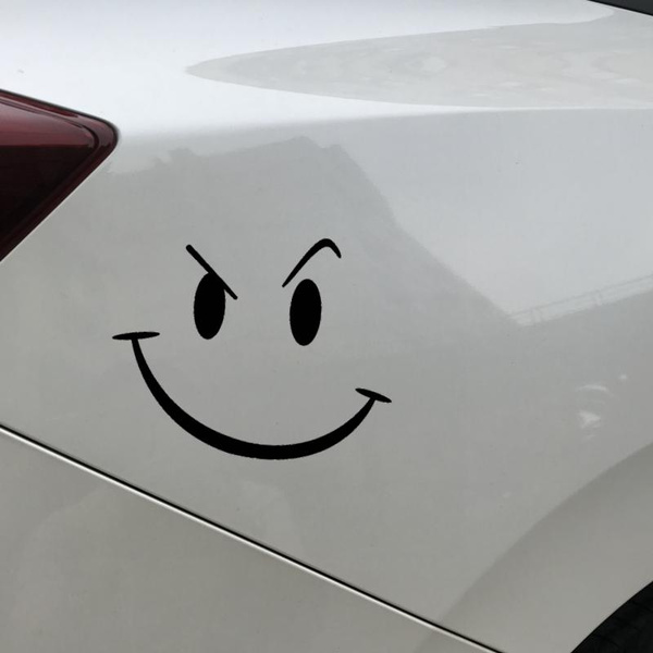 Smirk Face Vinyl Car Sticker Funny Cartoon Car Decal for Car Window ...