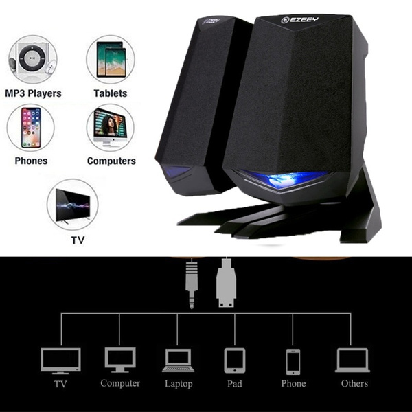 Table Speakers Subwoofer Dual Speakers Stereo Supper Bass Music Box 2.0 ...