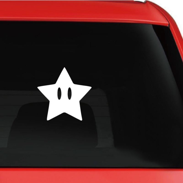 Mario Star Vinyl Car Sticker Cartoon Pentagram Star Funny Car Decal for ...