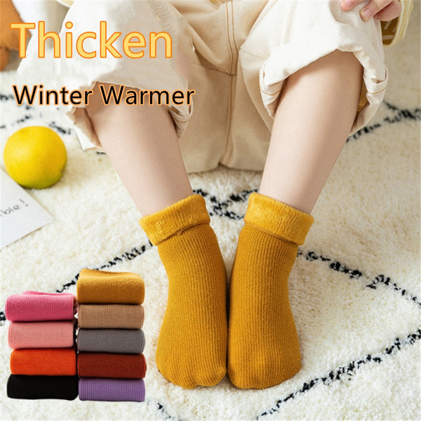 Winter Wamer Kids Thicken Thermal Wool Cashmere Snow Socks Seamless ...