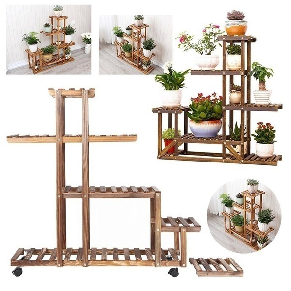 Wooden Flower Stands Flower Rack Plant Display Stand Wood Pot Shelf ...
