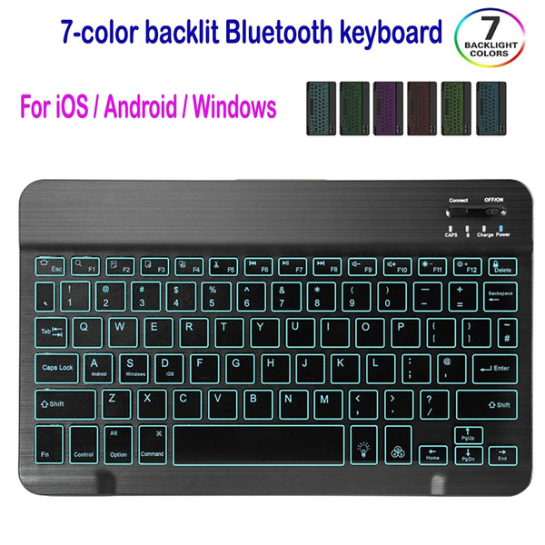 Ultra-thin 7 Color Backlit Wireless Bluetooth Keyboard For Android IOS ...