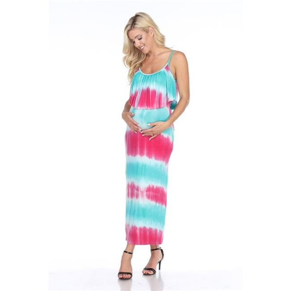 White Mark MTR308TD-03-L Maternity Malea Maxi Dress, Teal & Pink ...