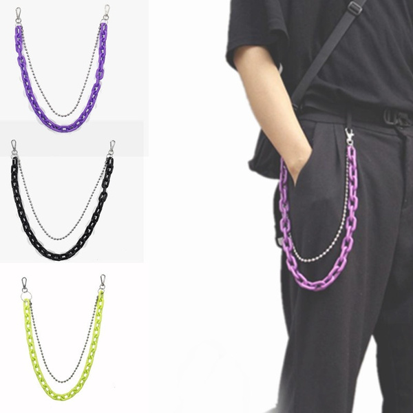 Personality Punk Hip-hop Multilayer Stainless Steel Plastic Pants Chain ...