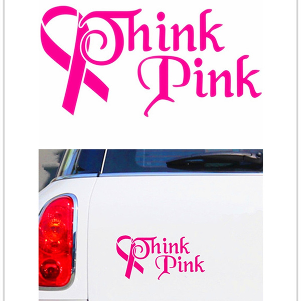 20 CM wide Think Pink Cancer Ribbon Car Decal Sticker Window Support ...