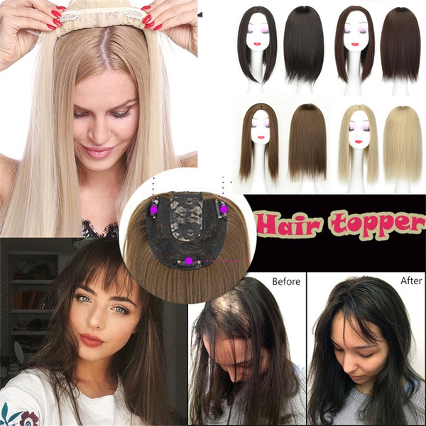 15 Colors 32cm Clip on Hair Topper Hair Piece for Women Straight Bob ...