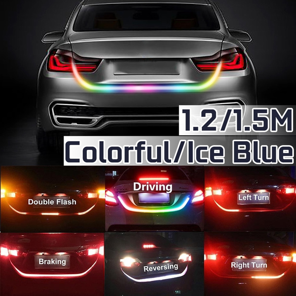 2 Colors LED Strip Car Rear Trunk Tailgate Brake Turn Signal Light Flow ...