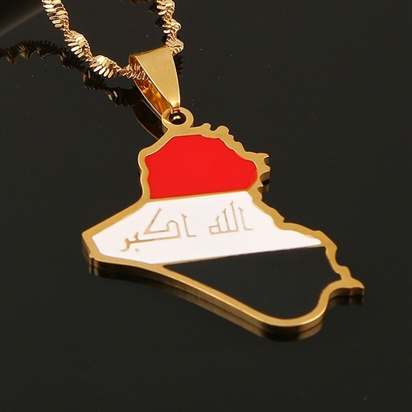 Republic of Iraq Map Pendant Gold Iraqi Jewelry Necklace | Wish