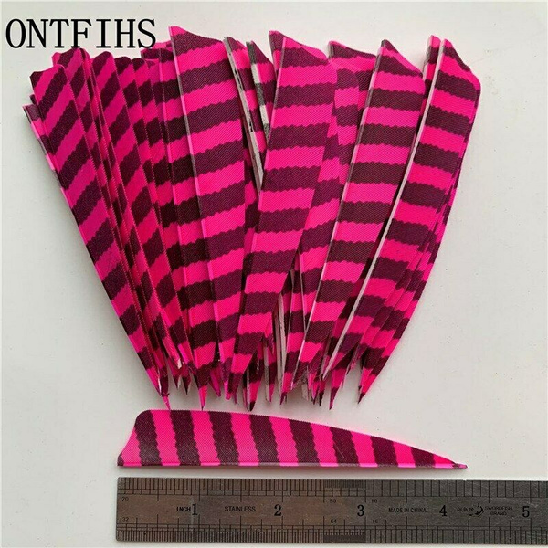 50pcs 4 Inch Arrow Feathers Shield Cut Striped Archey Fletches feather ...