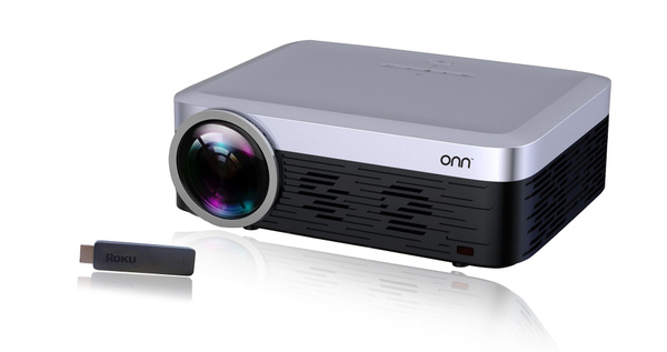 Onn 1080p 3100 Lumens WiFi Portable Projector with Roku Streaming Stick ...