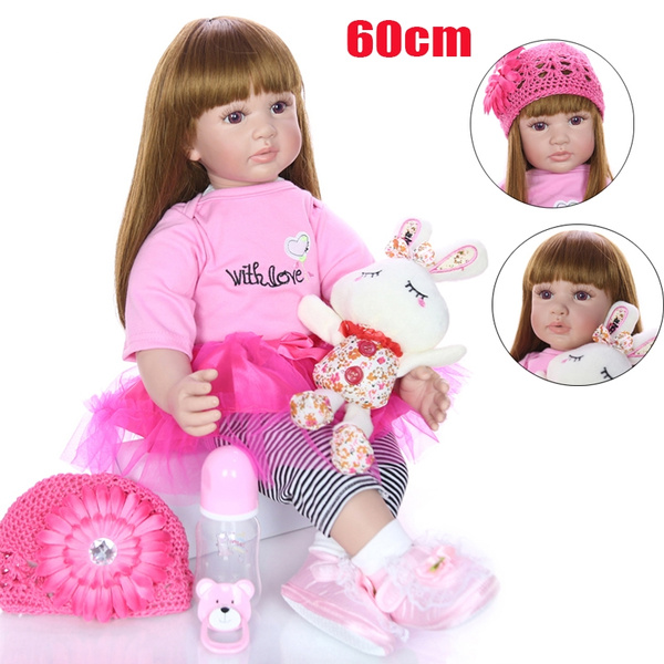 New 24" 60cm Princess Girl Lifelike Silicone Reborn Baby Doll Realistic ...