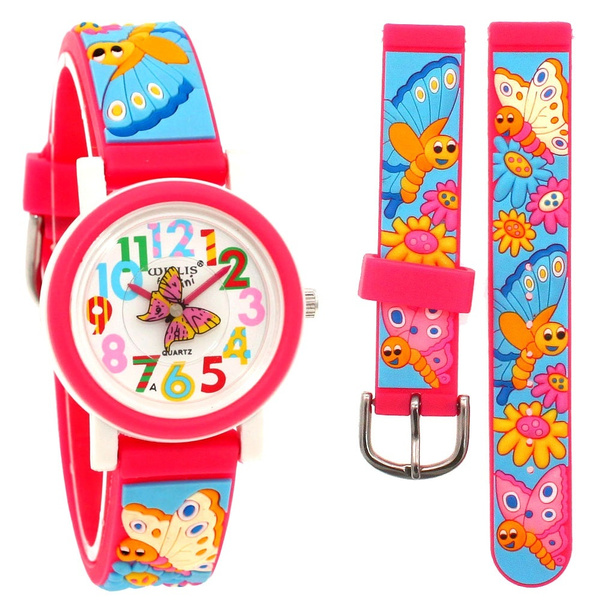 Butterfly Watches Girls 3D Watch Children Watch Fashion Cartoon Quartz ...
