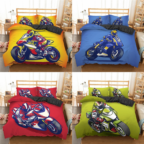 6 Colors Motorcycle 3d Bedding Set Motorbike Racing Duvet Covers Boys ...