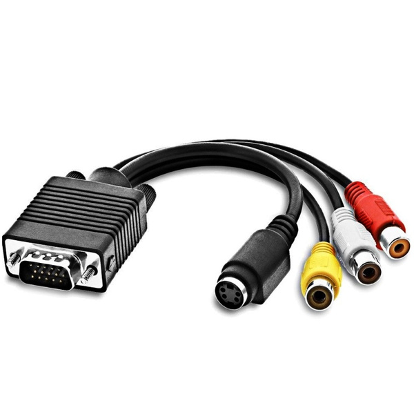 VGA SVGA to S-Video 3 RCA AV TV Out Cable Adapter Converter PC Computer ...