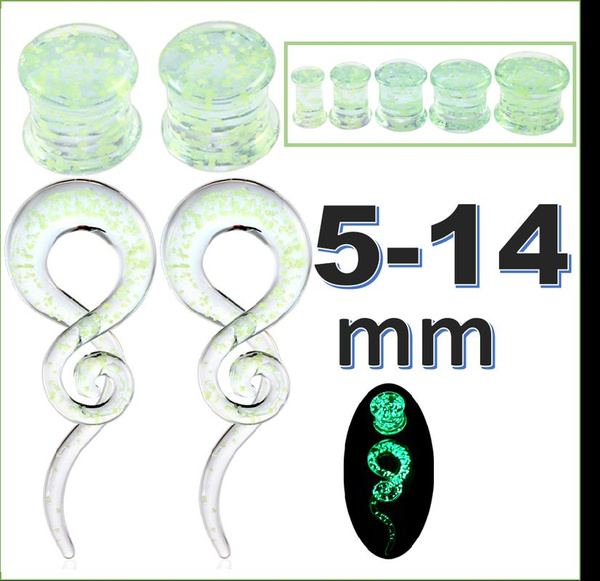 2pcs Glass Tapers Ear Plugs 5-14mm Tunnels Ear Piercing Expander Gauges ...