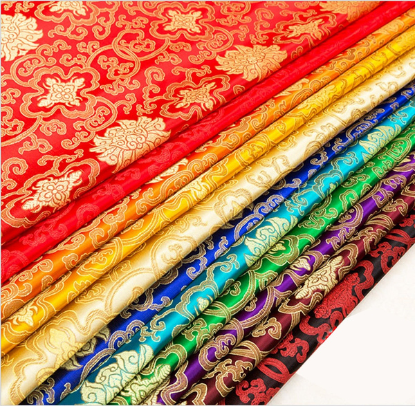 50*90cm *1pcs Embroidery Flower Brocade Silky Satin Fabric for DIY ...