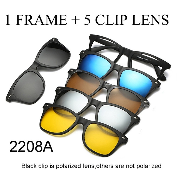 5 lenes Magnet Sunglasses Clip Mirrored Clip on Sunglasses clip on ...