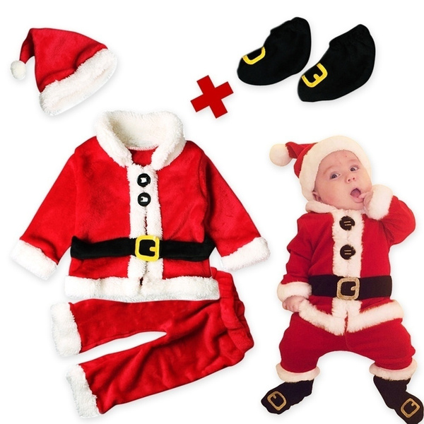 Christmas Santa Claus Cosplay Costumes Baby Boys Girls 4PCS Outfits ...