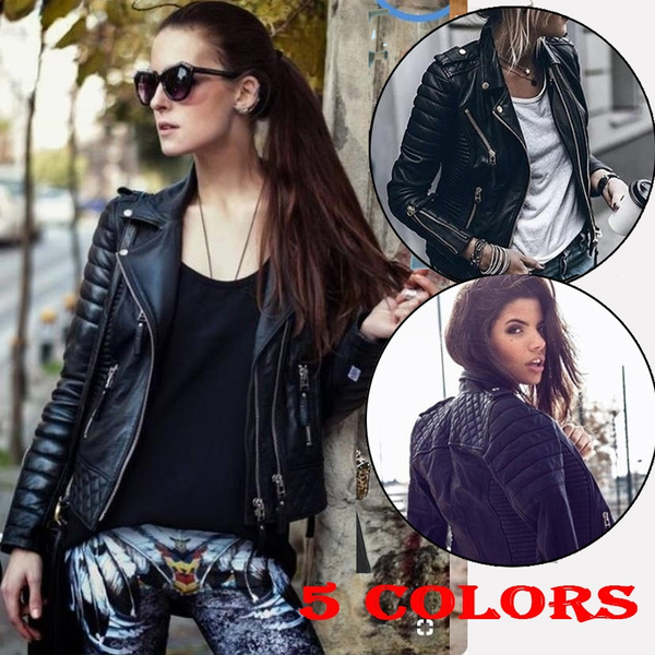 2020 New 5 Color Jacket Coat Slim Women Leather Jacket Locomotive Style ...