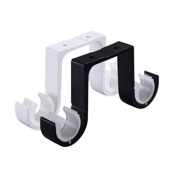 2pcs Double Curtain Rod Brackets Window Hardware Hook Holder Hanger ...