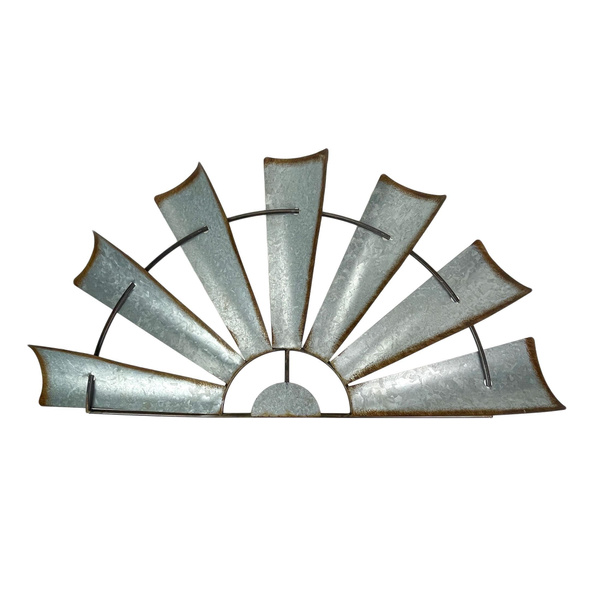 Galvanized Grey Metal Half Windmill Wall Sculpture Large 3425 Inch ...
