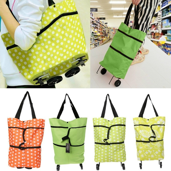 Foldable Shopping Trolley Bag Grocery Handbag Rolling Wheel Cart Tote Bag | Wish