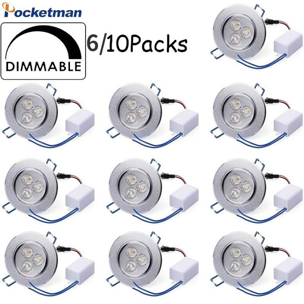 6/10Pack 9W 3LED AC110-220V LED Dimmable Ceiling Downlight Recessed ...
