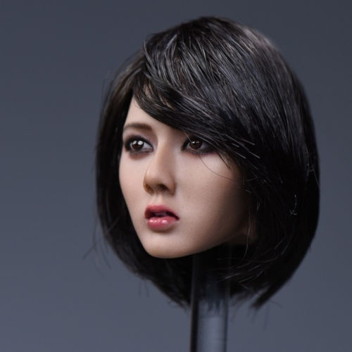 1:6 Scale Asia Female Head Sculpt with Short Black Bobo Hair for 12 ...