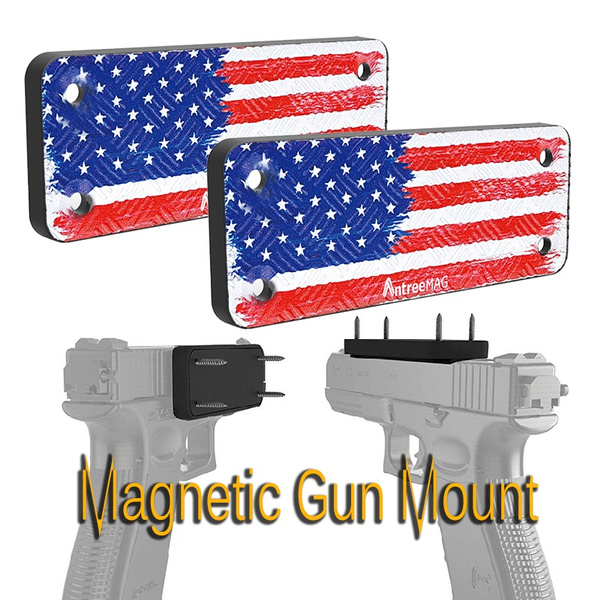 2-Pack Magnetic Gun Mount -HQ Rubber Coated 55 Lbs Rated -Concealed ...