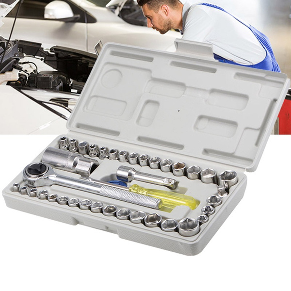 40PCS Automobile/Motorcycle Car Tool Box Set; Socket Wrench Sleeve Suit ...