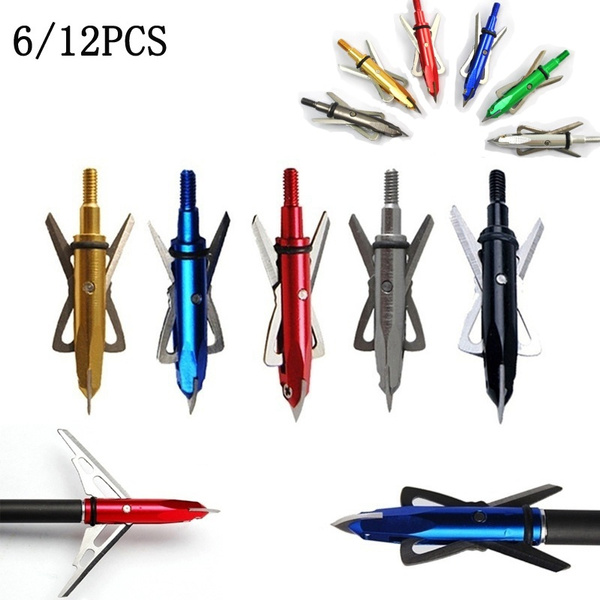 6/12pcs 100 Grain Stainless Steel Arrow Head Durable Shooting Hunting ...
