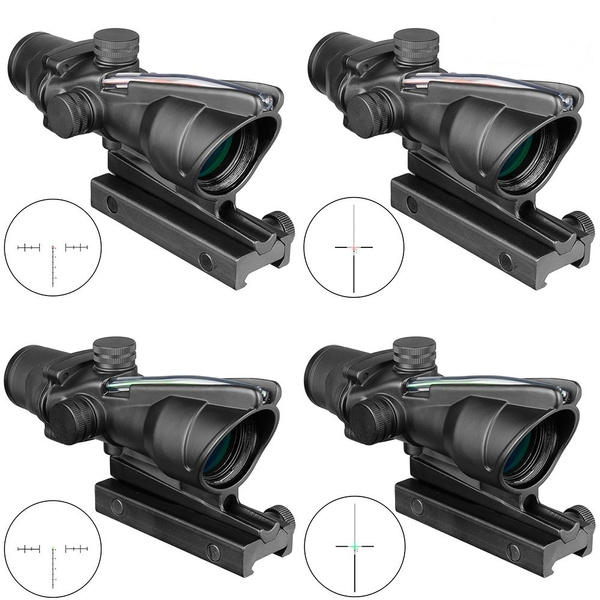 Hunting Rifle Scope ACOG 4X32 Fiber Optics Red Dot Illuminated Chevron ...