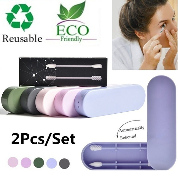 Silicone Swab Stick Reusable Cotton Swab Ear Cleaning Stick Double Head ...