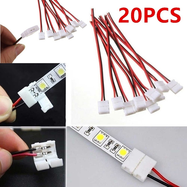20/10Pcs Cable 2 Pin LED Strip Connector 3528/5050 Single Color Adapter ...