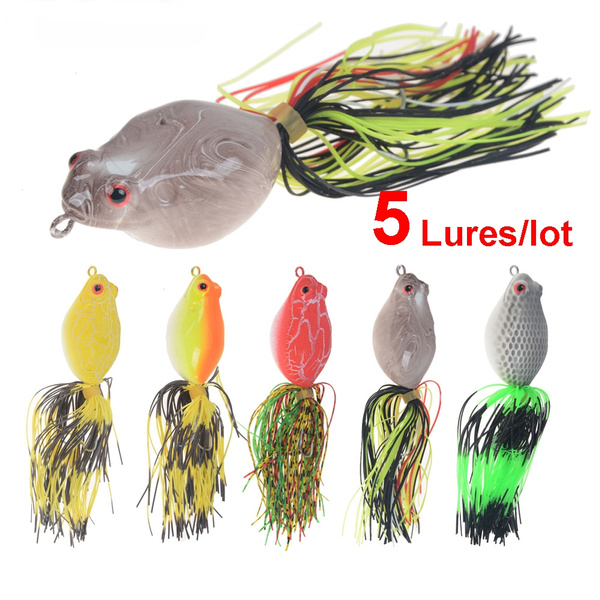 5 Lures/lot New Style Soft Toad Frogs Bass Fishing Lure Hollow Body ...