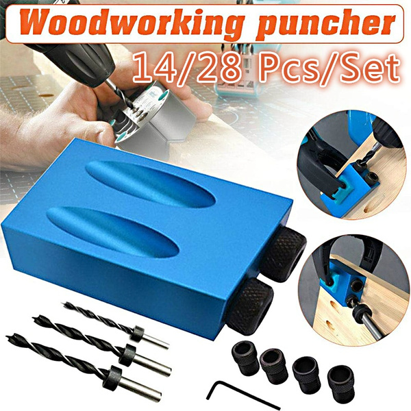 14/28 Pcs/set Pocket Hole Jig Kit System Wood Working Joinery Tool Set ...