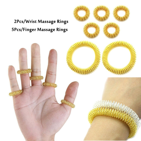 5Pcs Acupressure Massage Rings + 2Pcs Wrist Massager Rings Relaxation ...