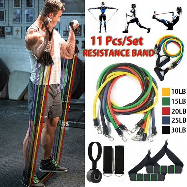 11pcs/set Men's Fashion Fitness Rubber Loop Tube Set Yoga Exercise ...