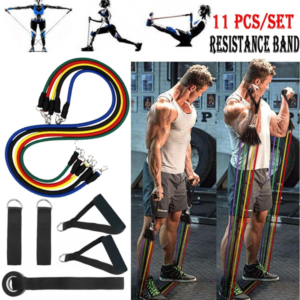 11pcs/set Men's Fashion Fitness Rubber Loop Tube Set Yoga Exercise ...
