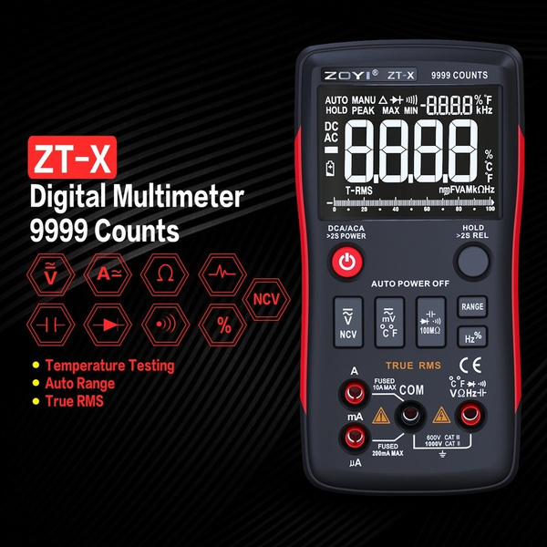 ZOTEK ZT102/ZT-X Digital Multimeter Auto Range True RMS AC/DC Volt Amp ...