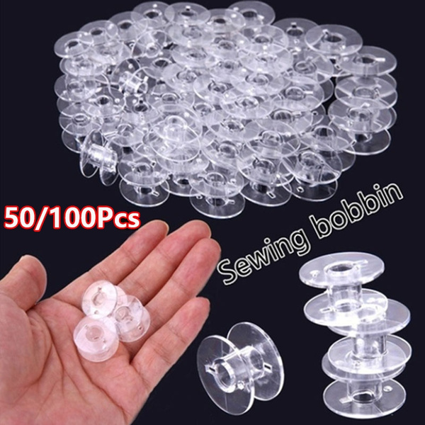 50/100Pcs Transparent Empty Bobbins Plastic Spools for Sewing Machine ...