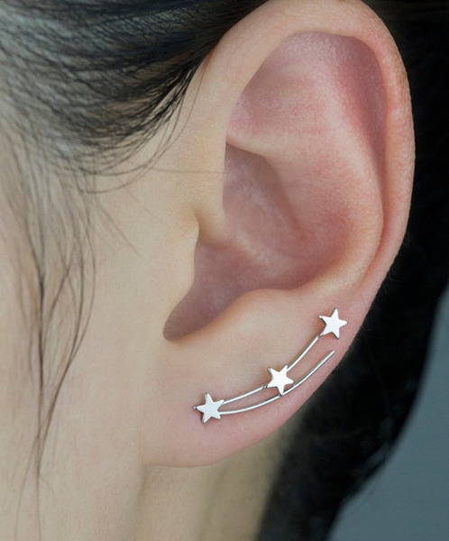 Triple Star Ear Climber-Celestial Earrings-Constellation Jewelry-Ear ...