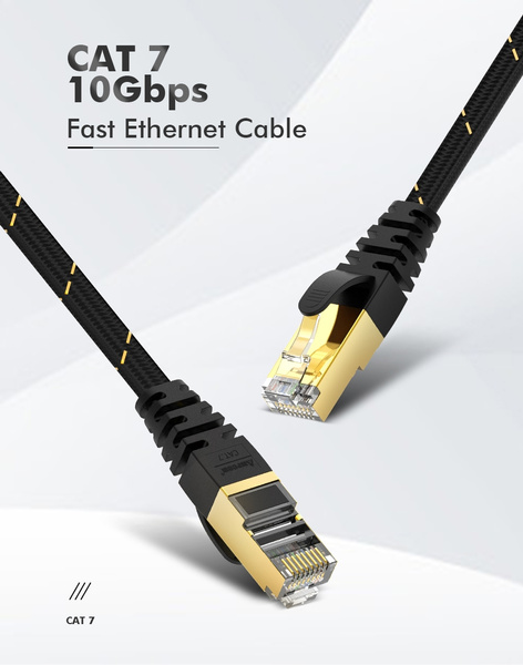 AMPCOM Cat7 Ethernet Cable RJ45 Lan Cable Network Flat Cable Wire Dual ...