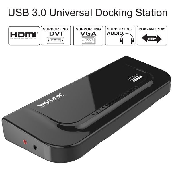 WAVLINK USB 3.0 Docking Station Universal Dual Video Display Gigabit ...
