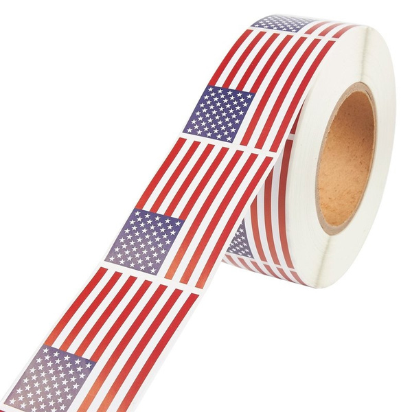 250 Small American Flag Stickers on a Roll - Patriotic Stickers (250 ...