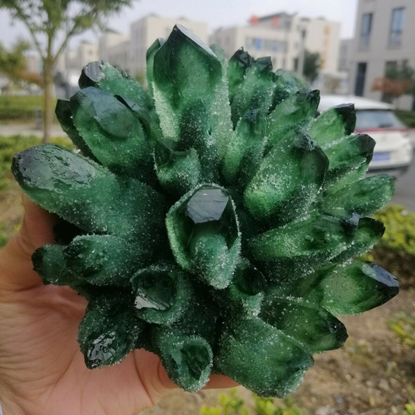 1000g Green Phantom Quartz Crystal Cluster Mineral Specimen Healing | Wish