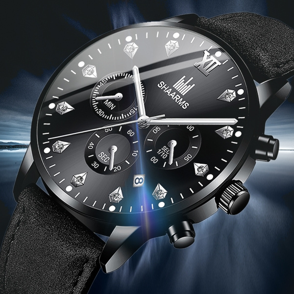 Fashion Men Watch Round Business Calendar Quartz Wrist Watch Luxury ...