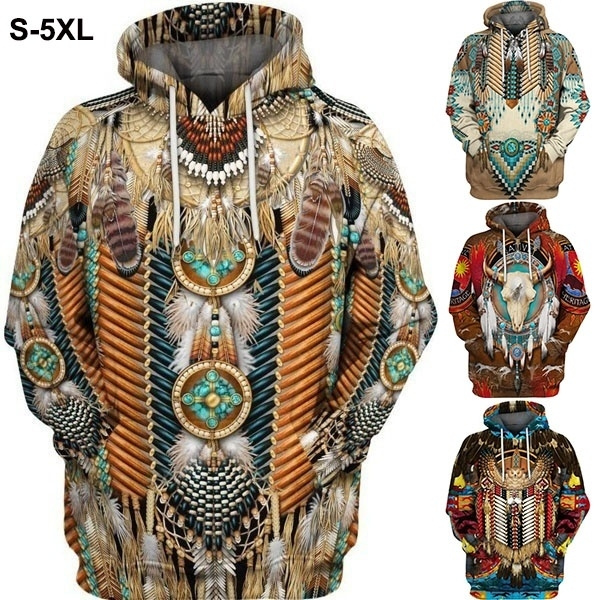 Fashion 3D Native Indian Print Hoodies for Men and Women Fashion Skull ...