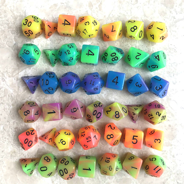 7pcs/set Luminous Polyhedral Sided Dice D4 D6 D8 D10 D12 D20 Set for ...